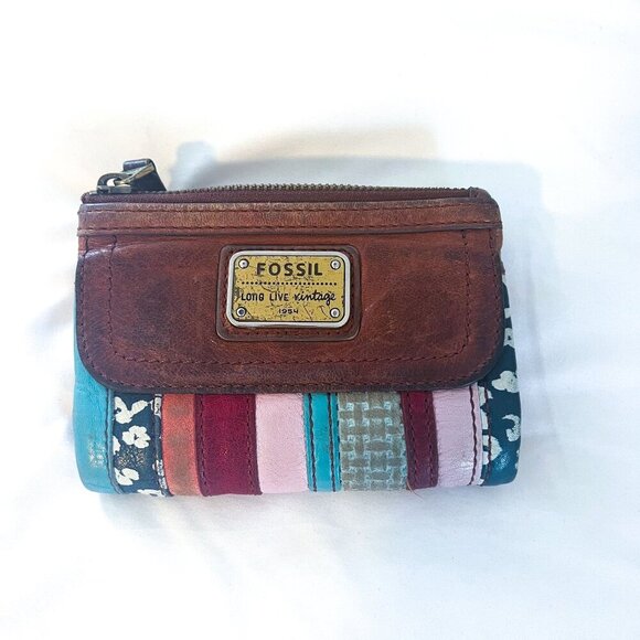Fossil | Bags | Fossil Long Live Vintage Trifold Brown Multi Color ...